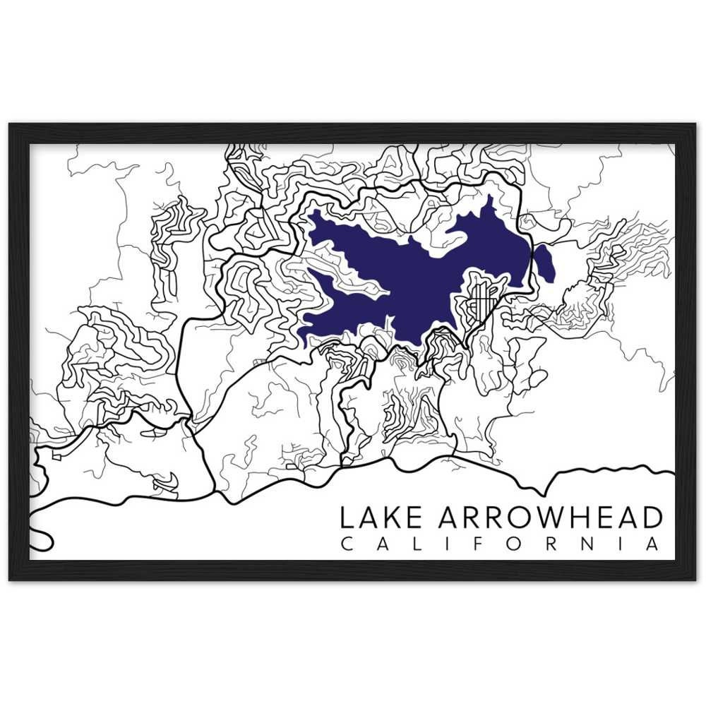 Lake Arrowhead Street Map Premium Wooden Framed Poster - Etsy