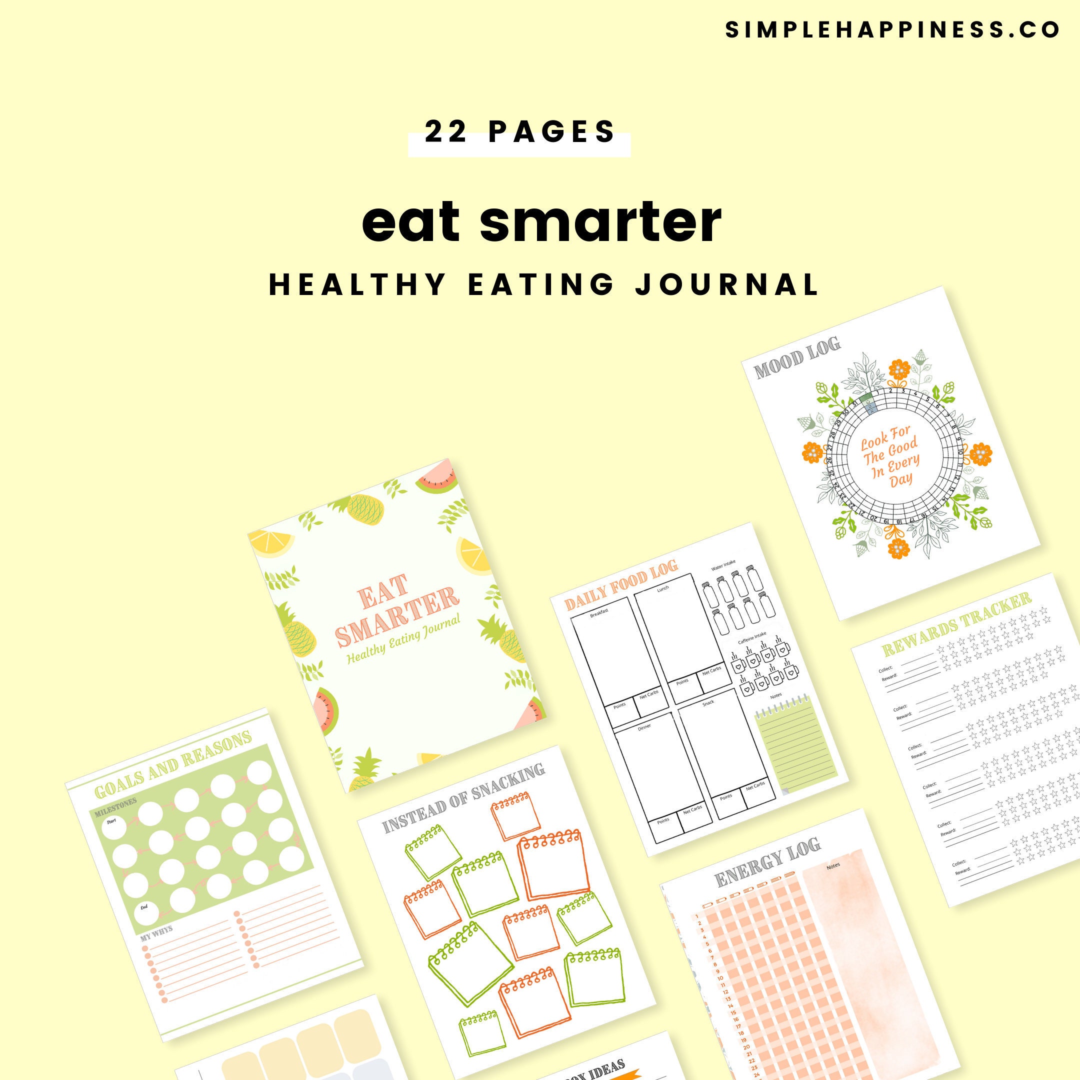 Eat Smarter Printable Healthy Eating Journal - Etsy