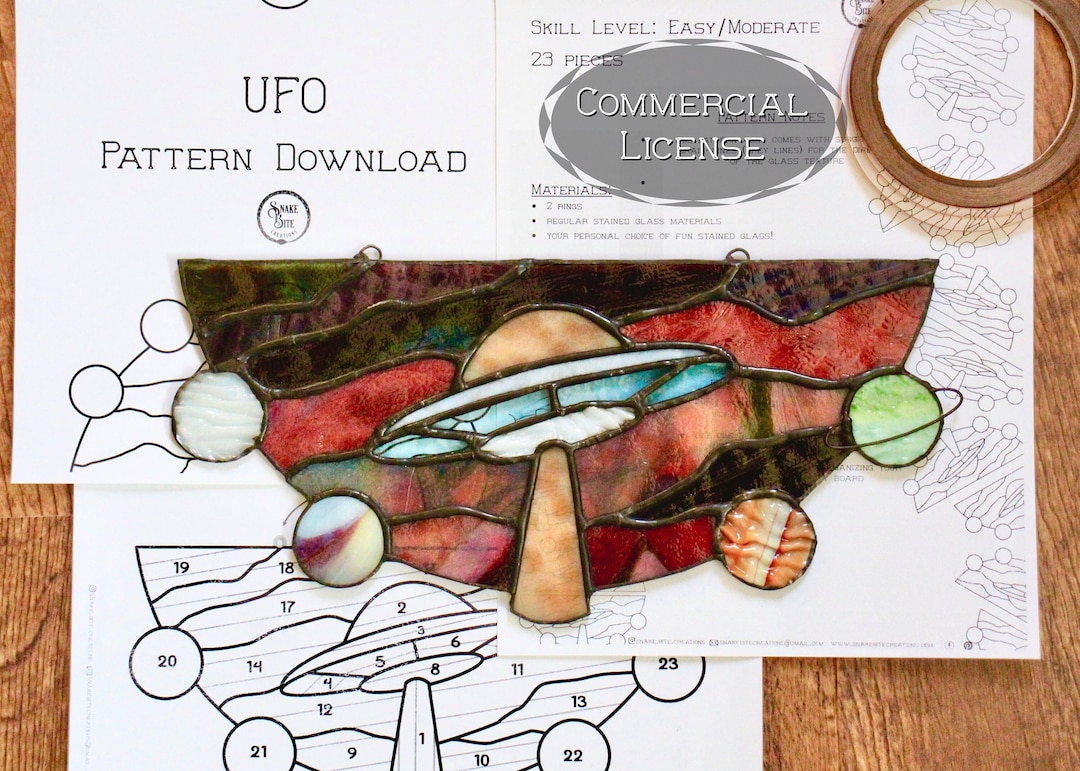 Commercial License Stained Glass Pattern: UFO Pdf - Etsy