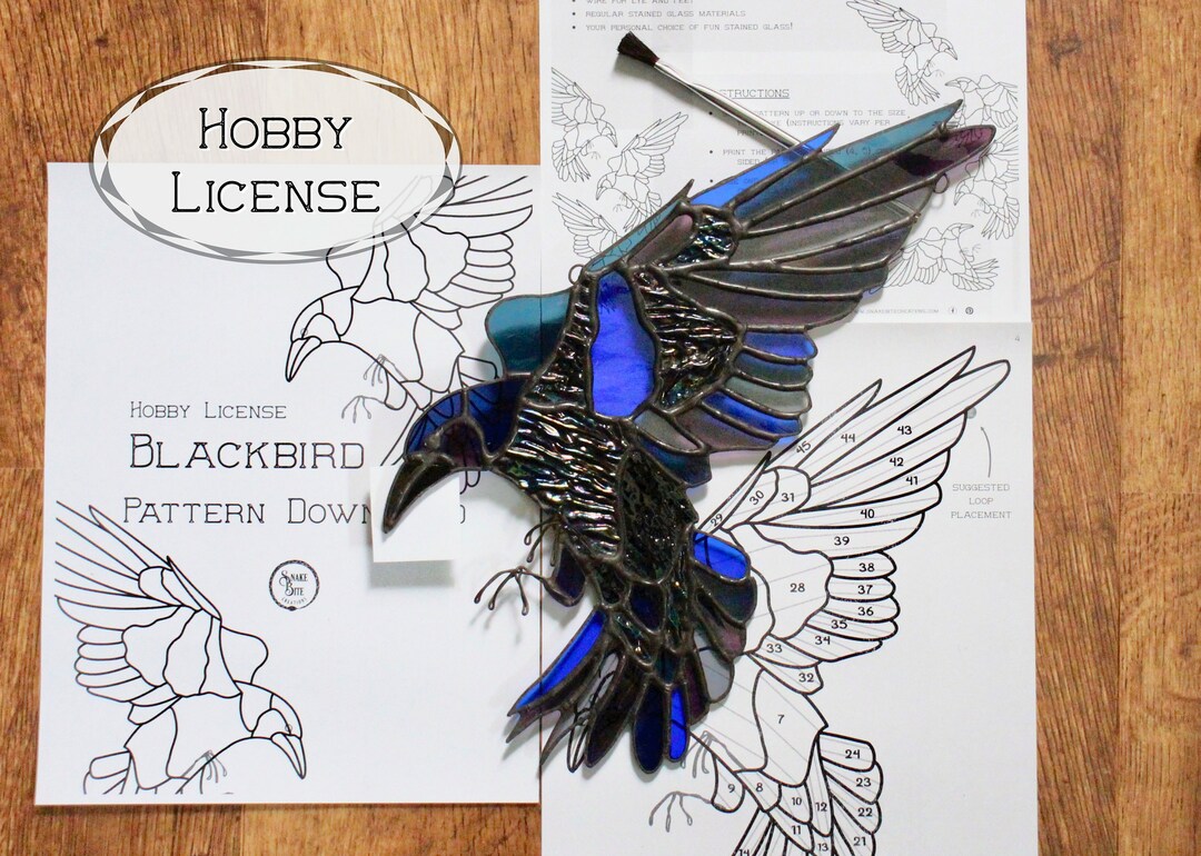 Stained Glass Pattern Hobby License: Blackbird Pdf - Etsy