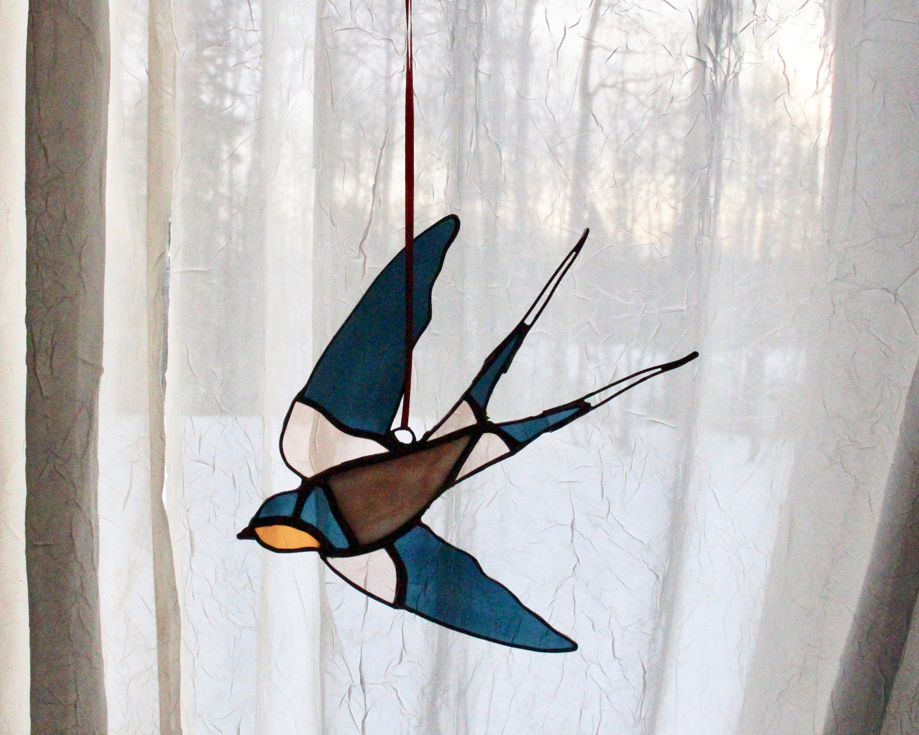 Commercial License Stained Glass Pattern: Barn Swallow Bird in - Etsy