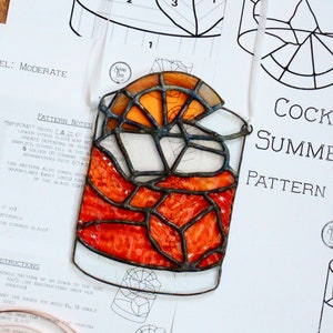 Commercial License Stained Glass Pattern: Summer Drink or Cocktail Pdf ...