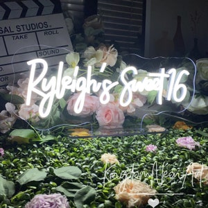 Custom Sweet 16 Neon Sign Table Stand Neon Sign Birthday Party Decor ...