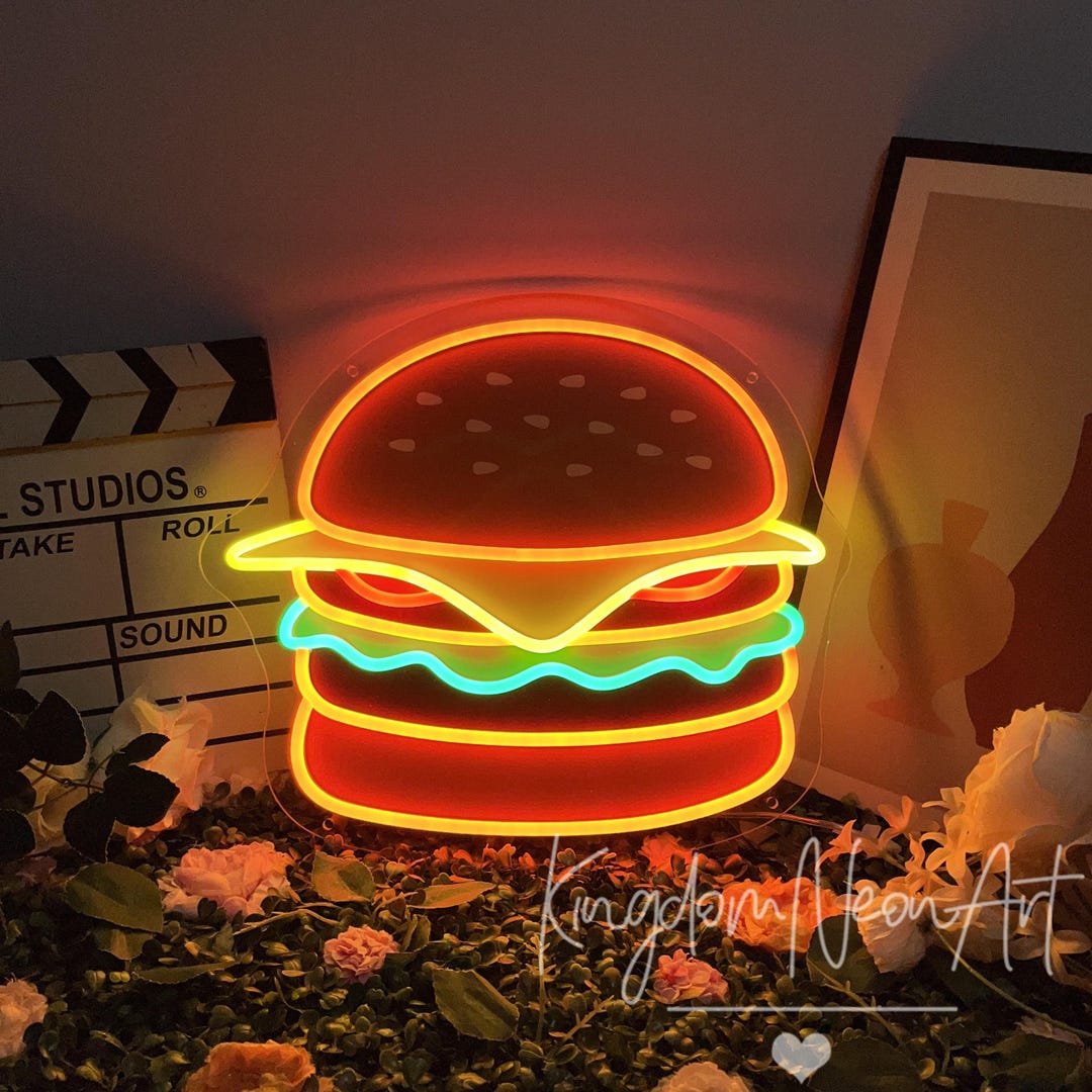 Custom Burger Neon Sign: Fast Food LED Decor - Etsy