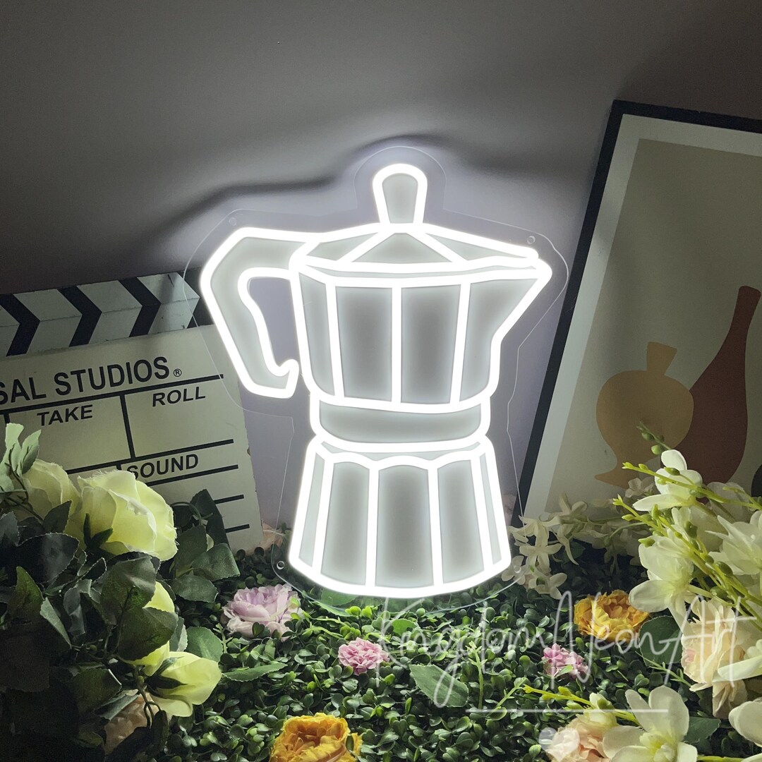 Moka Pot Neon Sign Custom Coffee Neon Sign Led Neon Light Cafe Wall ...