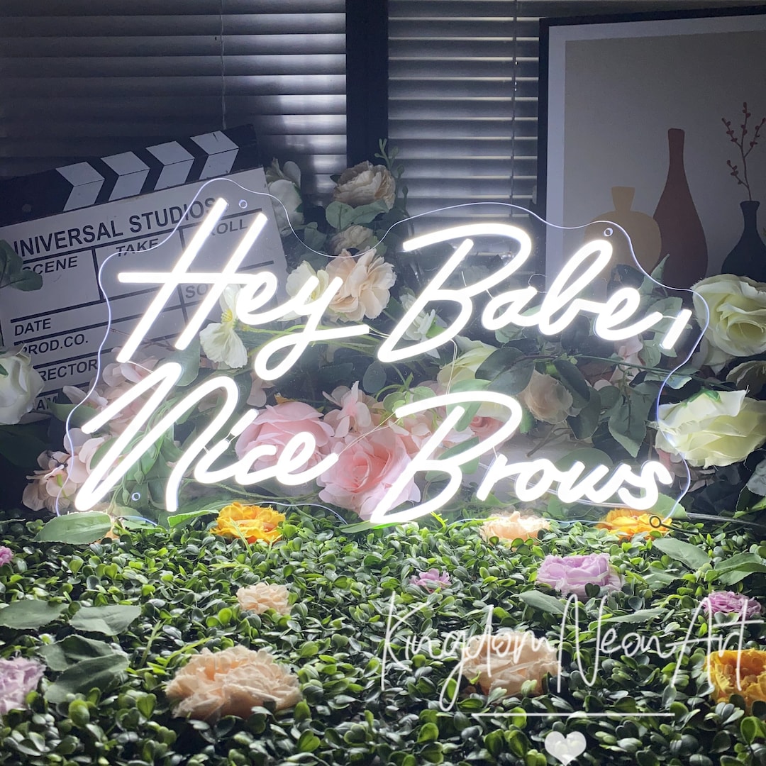 Hey Babe Nice Brows Neon Sign Custom Neon Sign Led Light Beauty Room ...