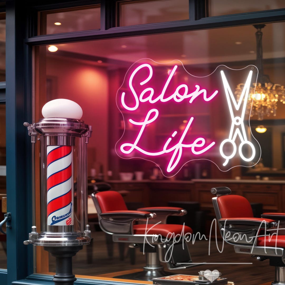 Salon Life Neon Sign Custom Salon Neon Sign Salon Scissors Led Neon ...