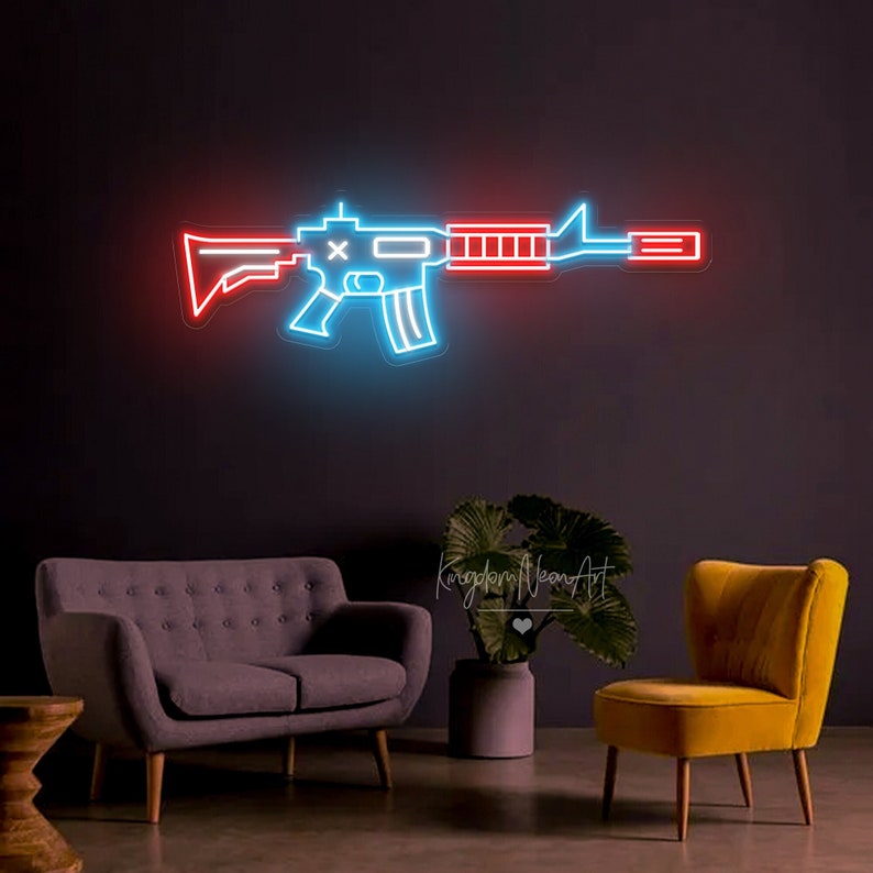 Toy Gun Neon Sign: Gamer Room Decor, Weapon LED Light - Etsy