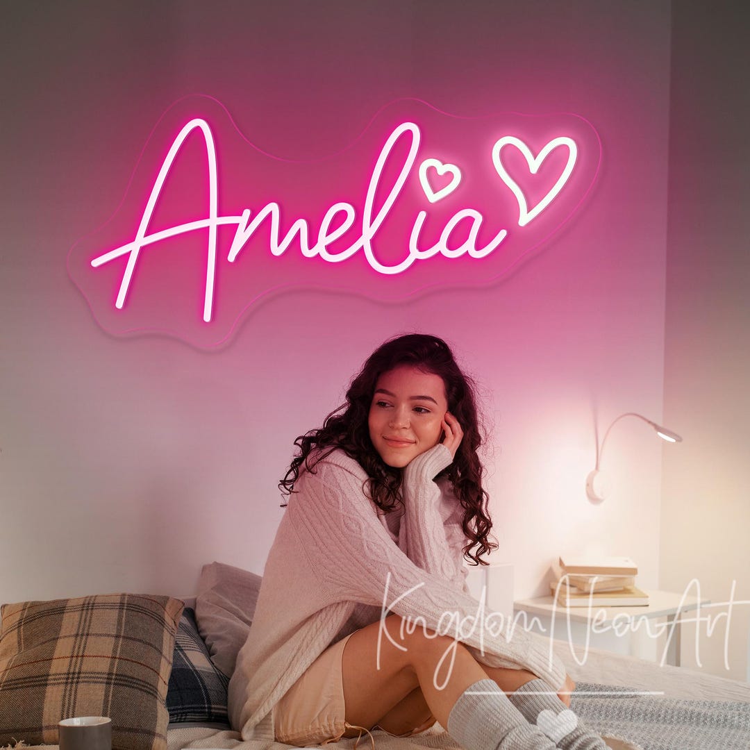 Custom Name Neon Sign,name With Heart Neon Sign,bedroom Home Wall Decor ...