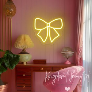 Cute Bow Neon Sign Custom Neon Sign Pink Led Light Girls Room Decor ...