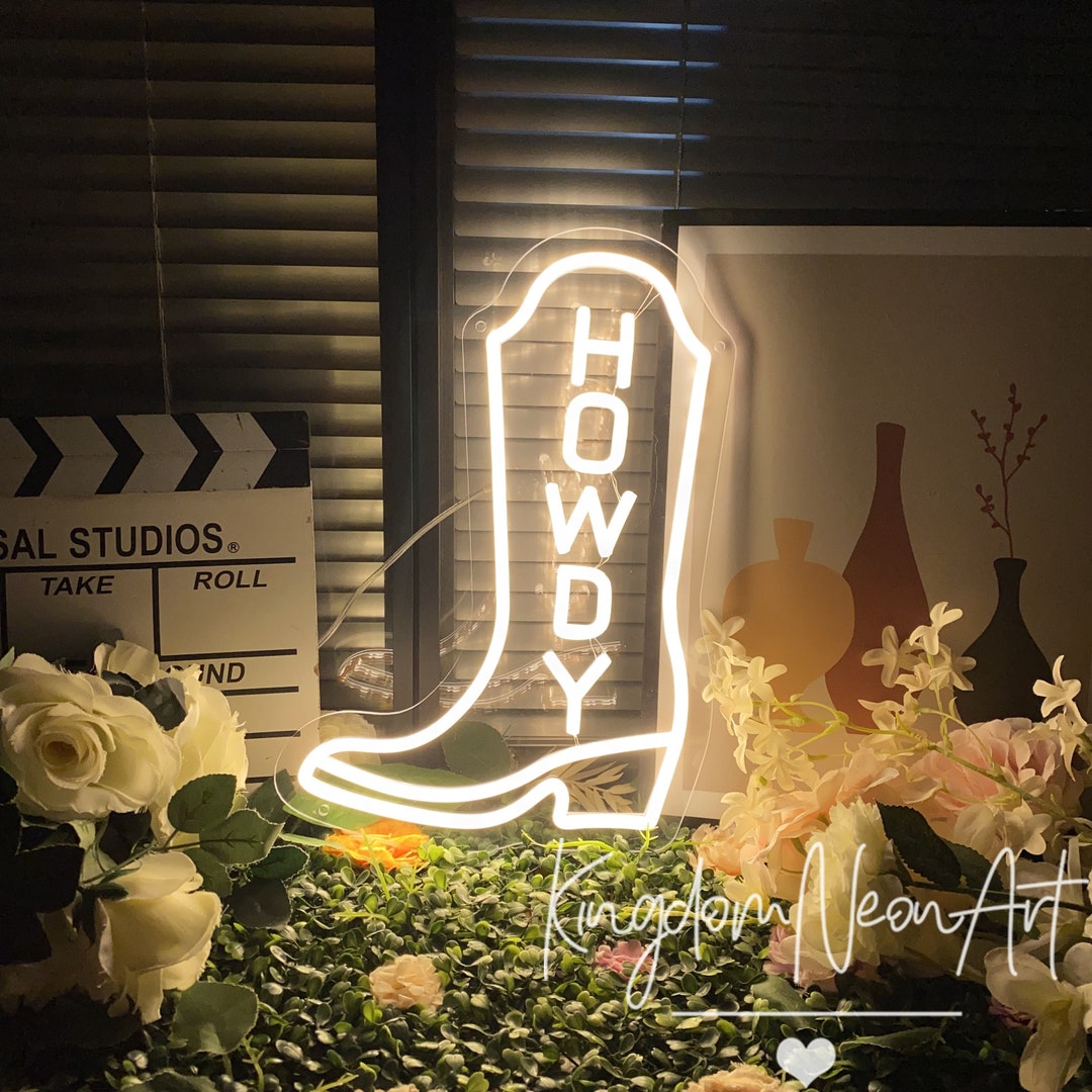 Howdy Boot Neon Sign Custom Western Cowboy Neon Sign Led Light Cowgirl ...