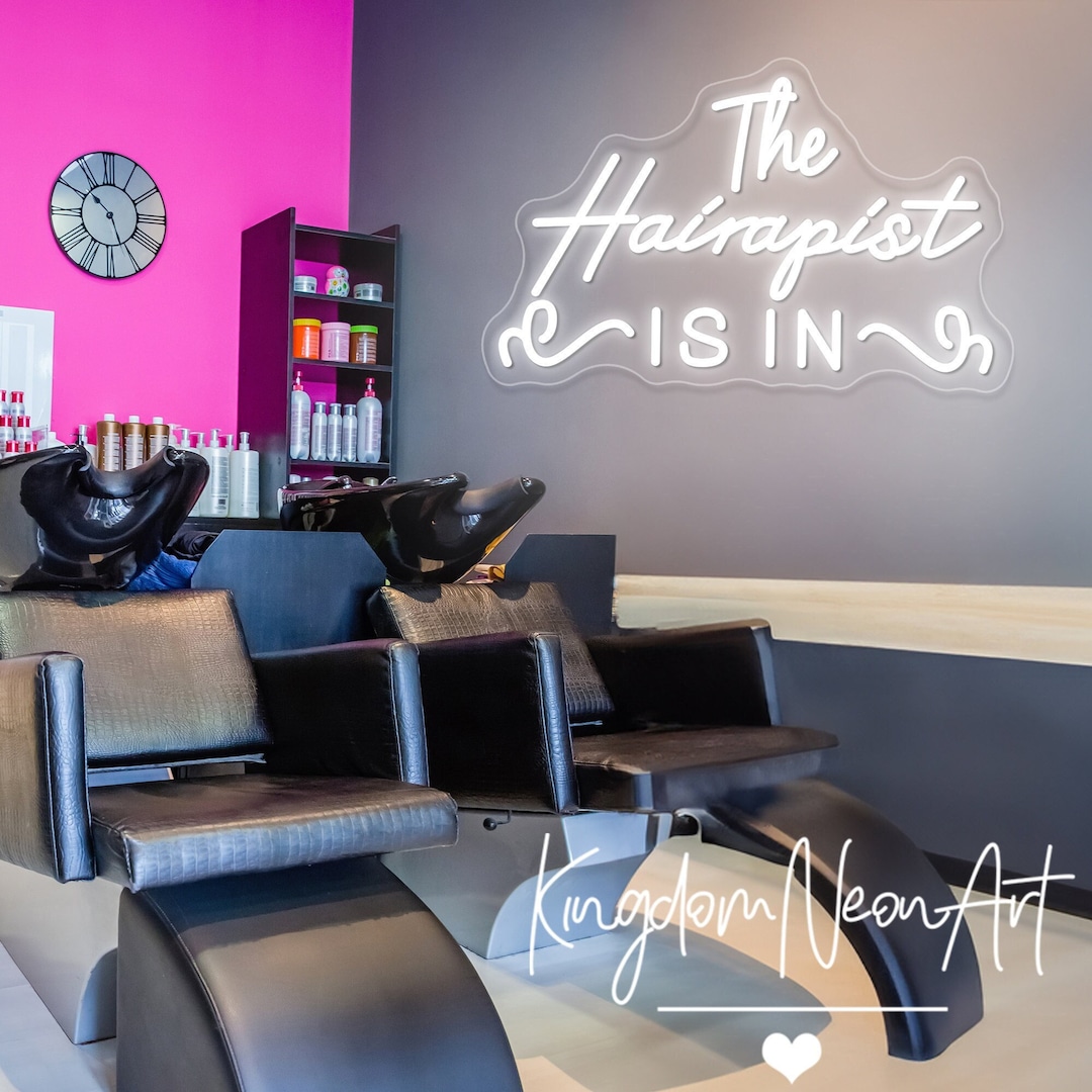 The Hairapist is in Neon Sign Custom Salon Neon Sign Barber Shop Neon ...