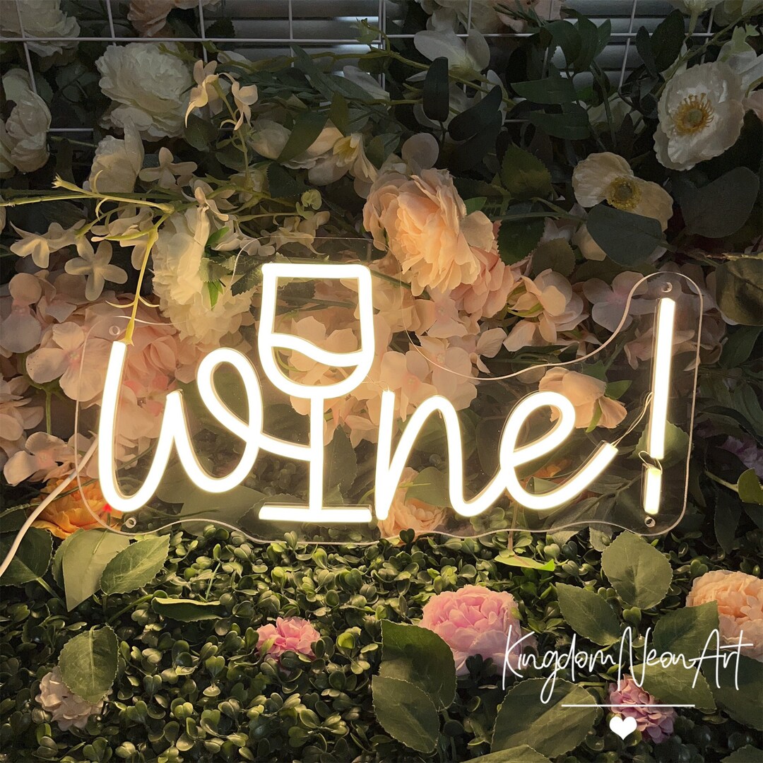 Wine Neon Sign, A Glass of Wine,wine Party,livingroom Decor,neon Art ...