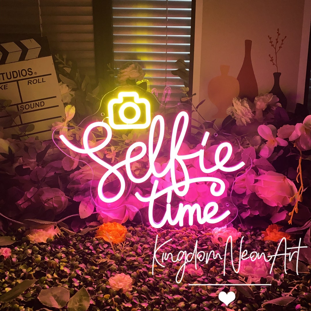 Selfie Time Neon Sign: Custom LED Wall Decor - Etsy