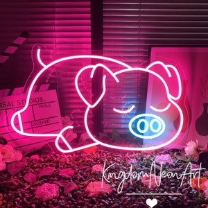 Sleep Pig Neon Sign Custom Animal Neon Sign Led Light Bedroom Home Wall ...