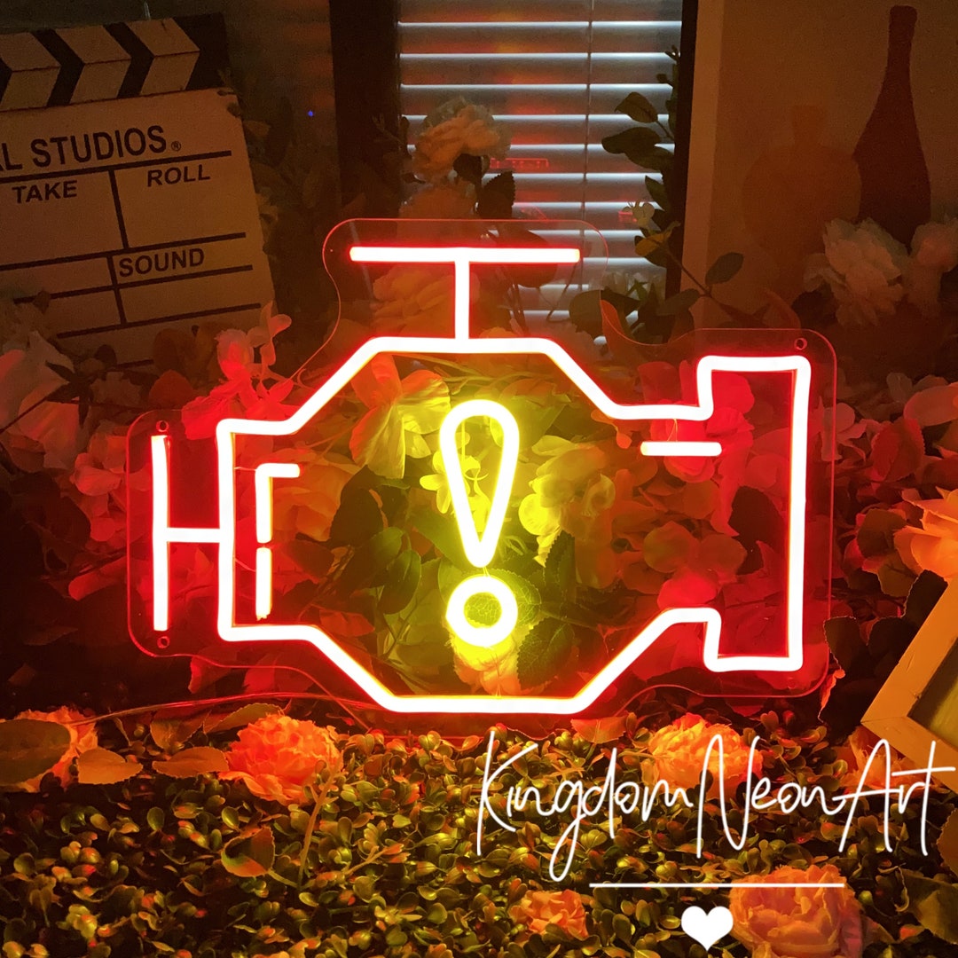 Check Engine Neon Sign Custom Garage Neon Sign Home Wall Garage Decor ...