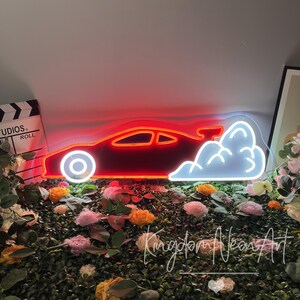 Race Car LED Neon Sign: Custom Garage Decor - Etsy