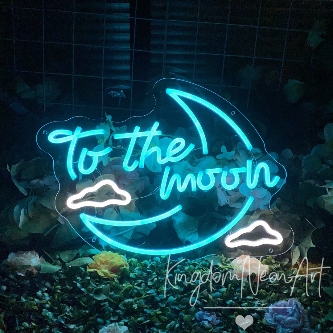 To the Moon Neon Sign Custom Neon Sign Bedroom Home Wall Decor Wedding ...