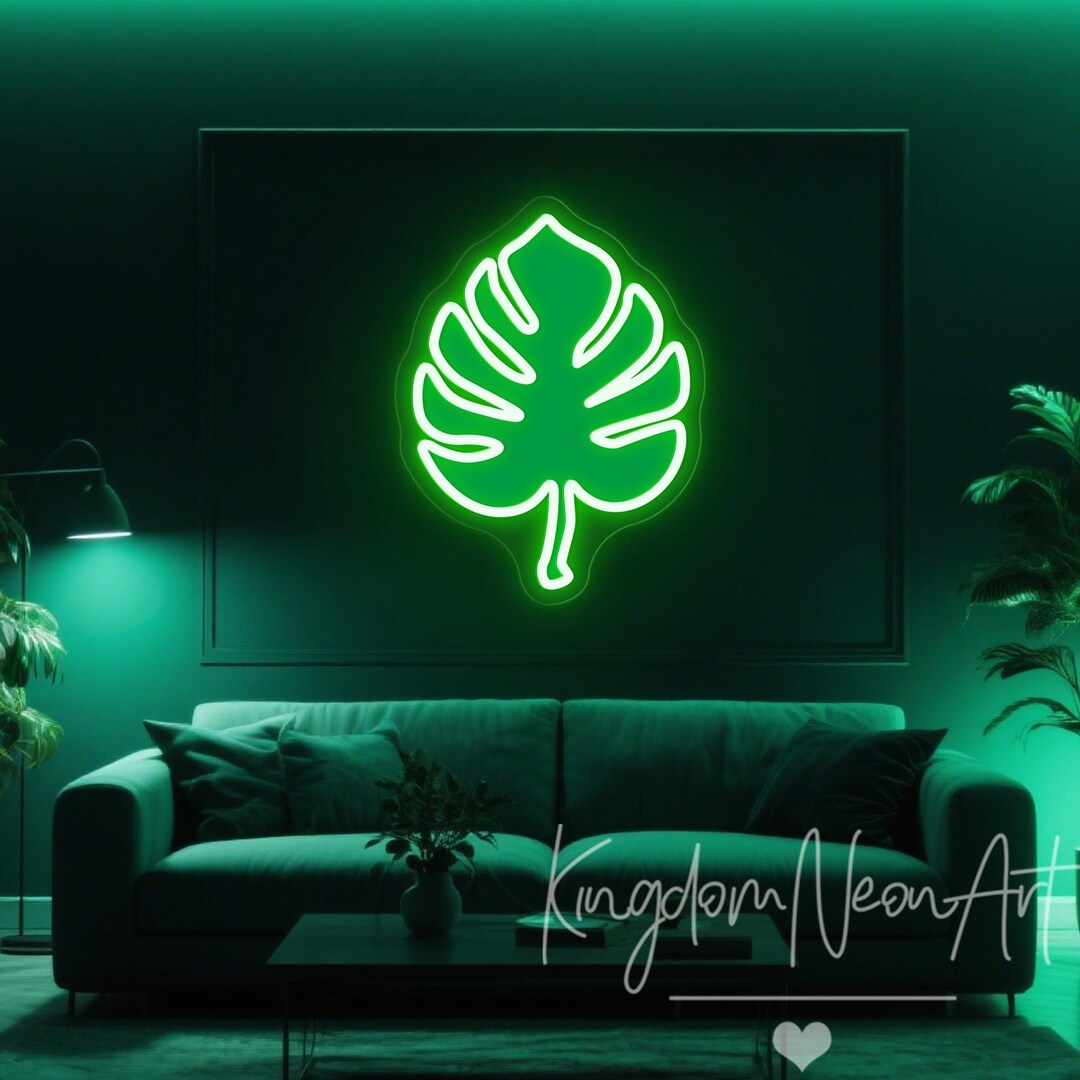 Monstera Leaf Neon Sign: Green Tropical Plant LED Wall Decor - Etsy