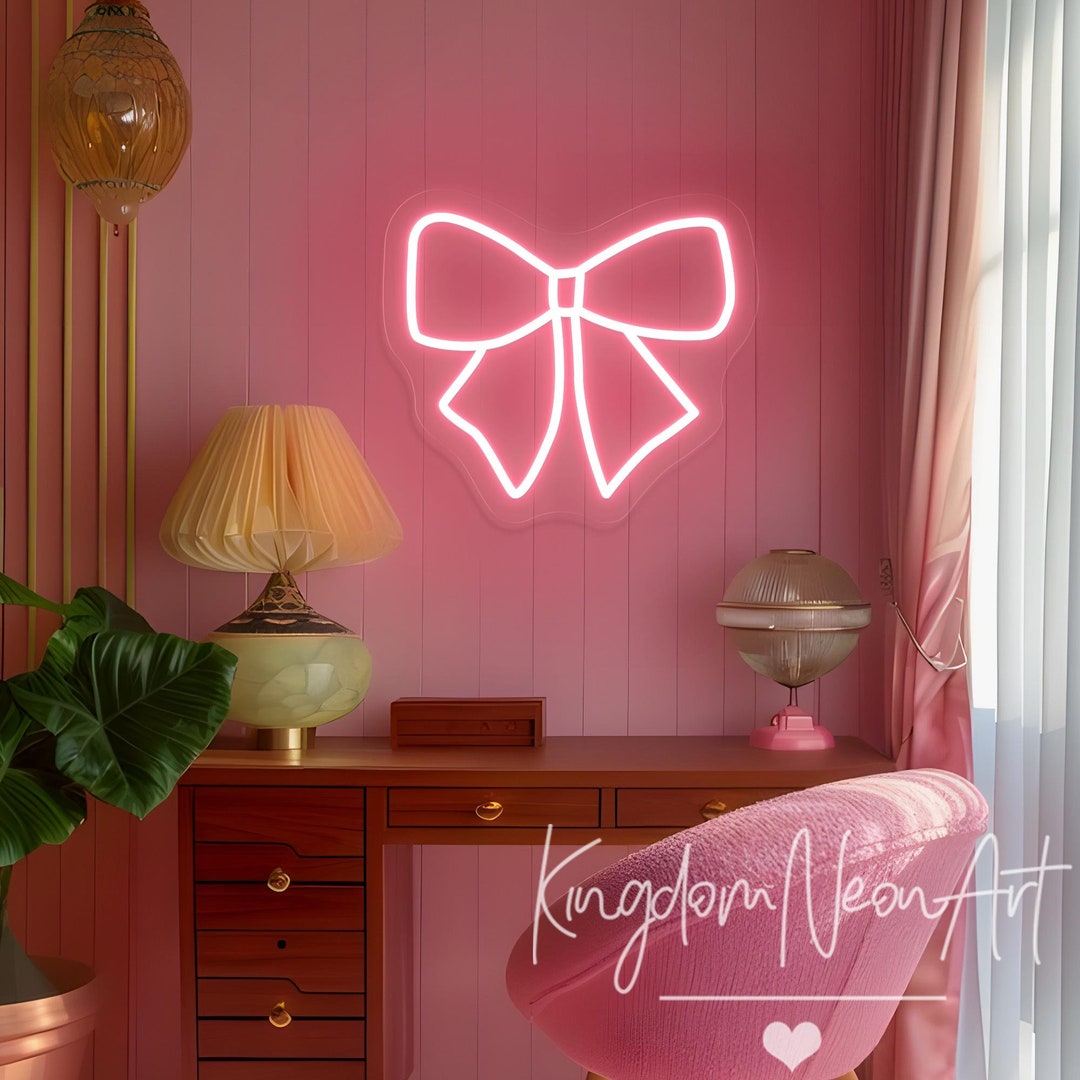 Cute Bow Neon Sign Custom Neon Sign Pink Led Light Girls Room Decor ...