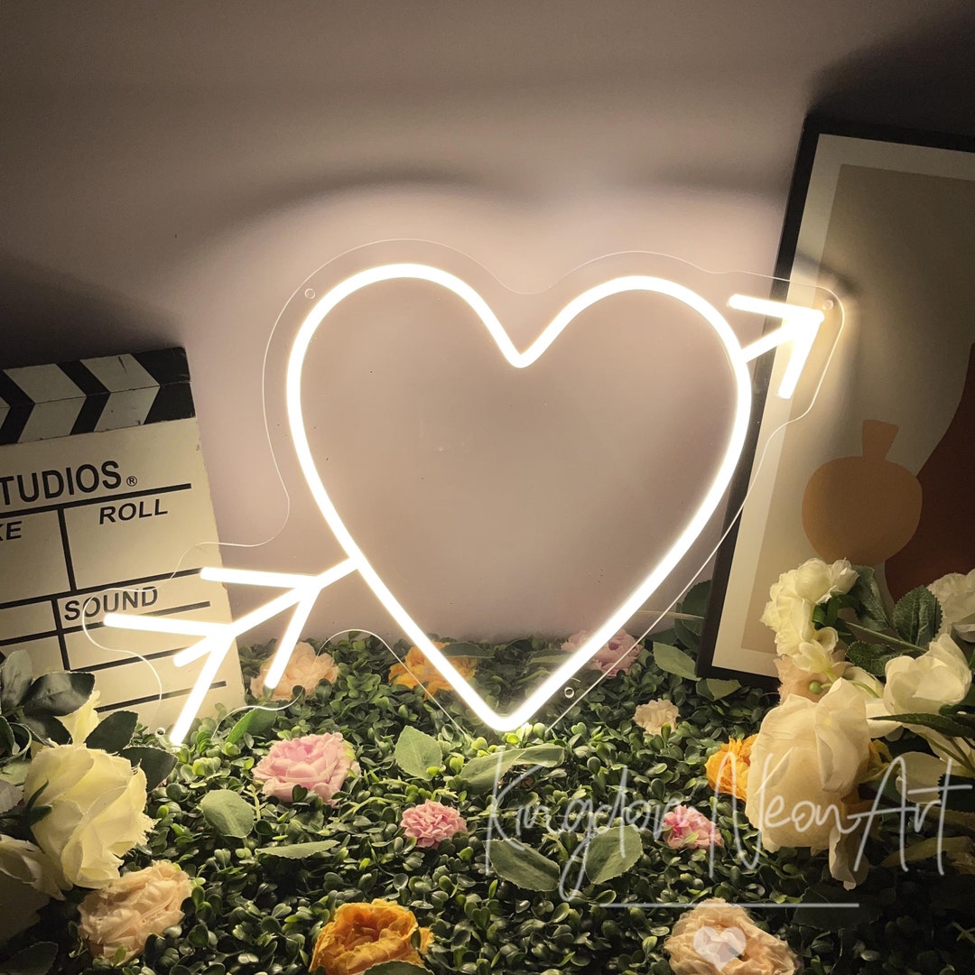 Heart and Arrow Neon Sign Custom Romantic Neon Sign Love Led Neon Light ...
