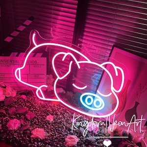 Sleep Pig Neon Sign Custom Animal Neon Sign Led Light Bedroom Home Wall ...