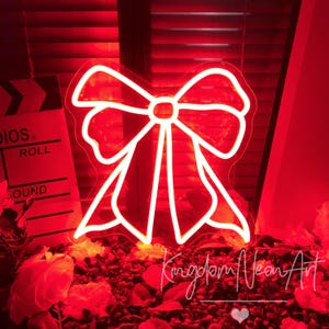 Pink Bow Neon Sign Custom Neon Sign Pink Led Light Girl's Room Decor ...