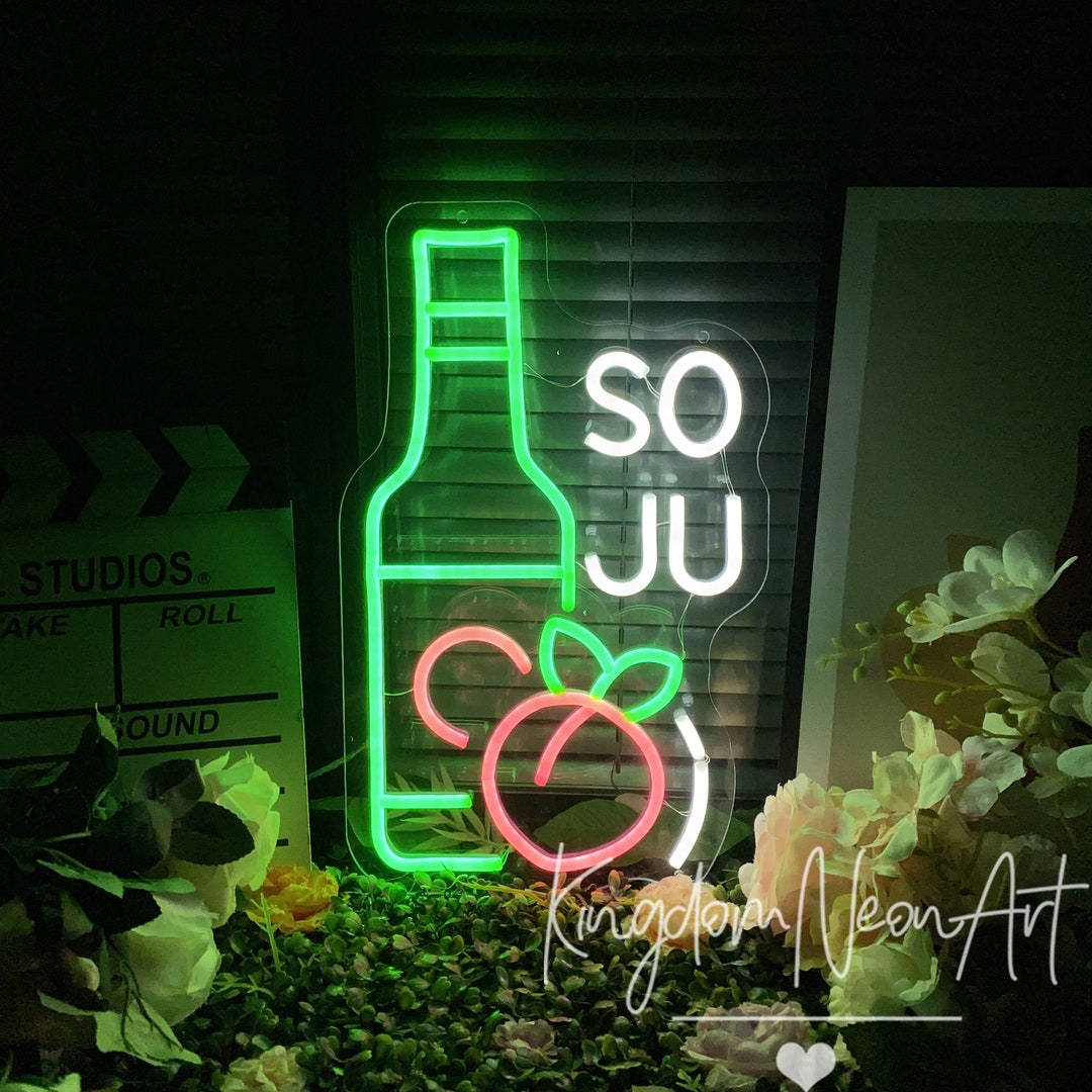 Soju Neon Sign Custom Neon Sign Peach Soju Led Light up Korean Bar ...