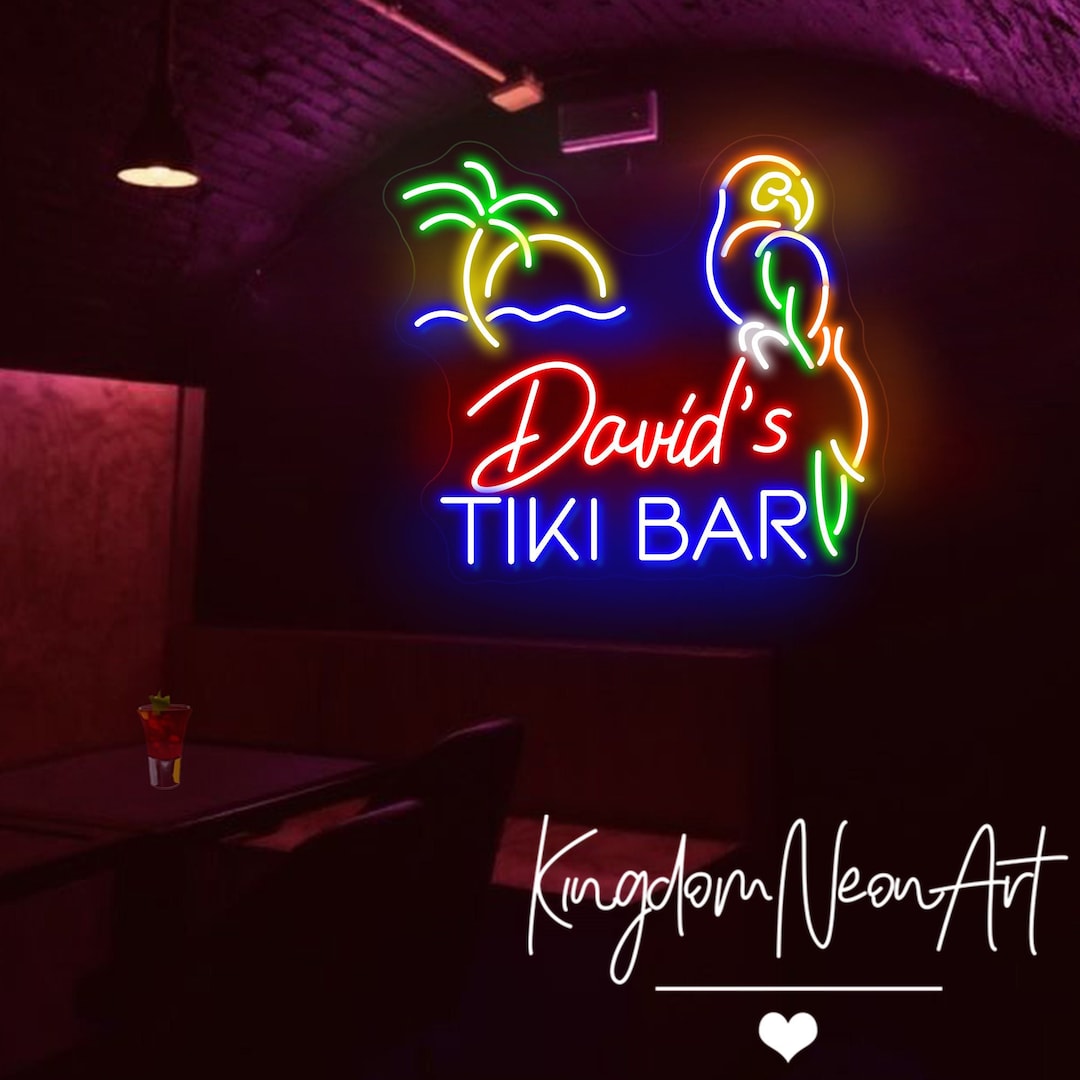 Custom Bar Neon Sign Bar Name Neon Sign Custom Tiki Bar Neon Sign ...