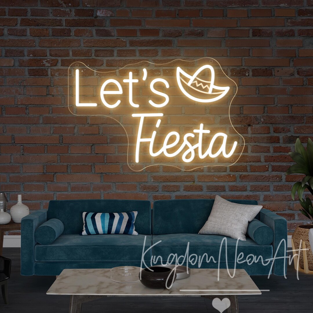 Let's Fiesta Neon Sign Custom Fiesta Neon Sign Mexican Restaurant Neon ...