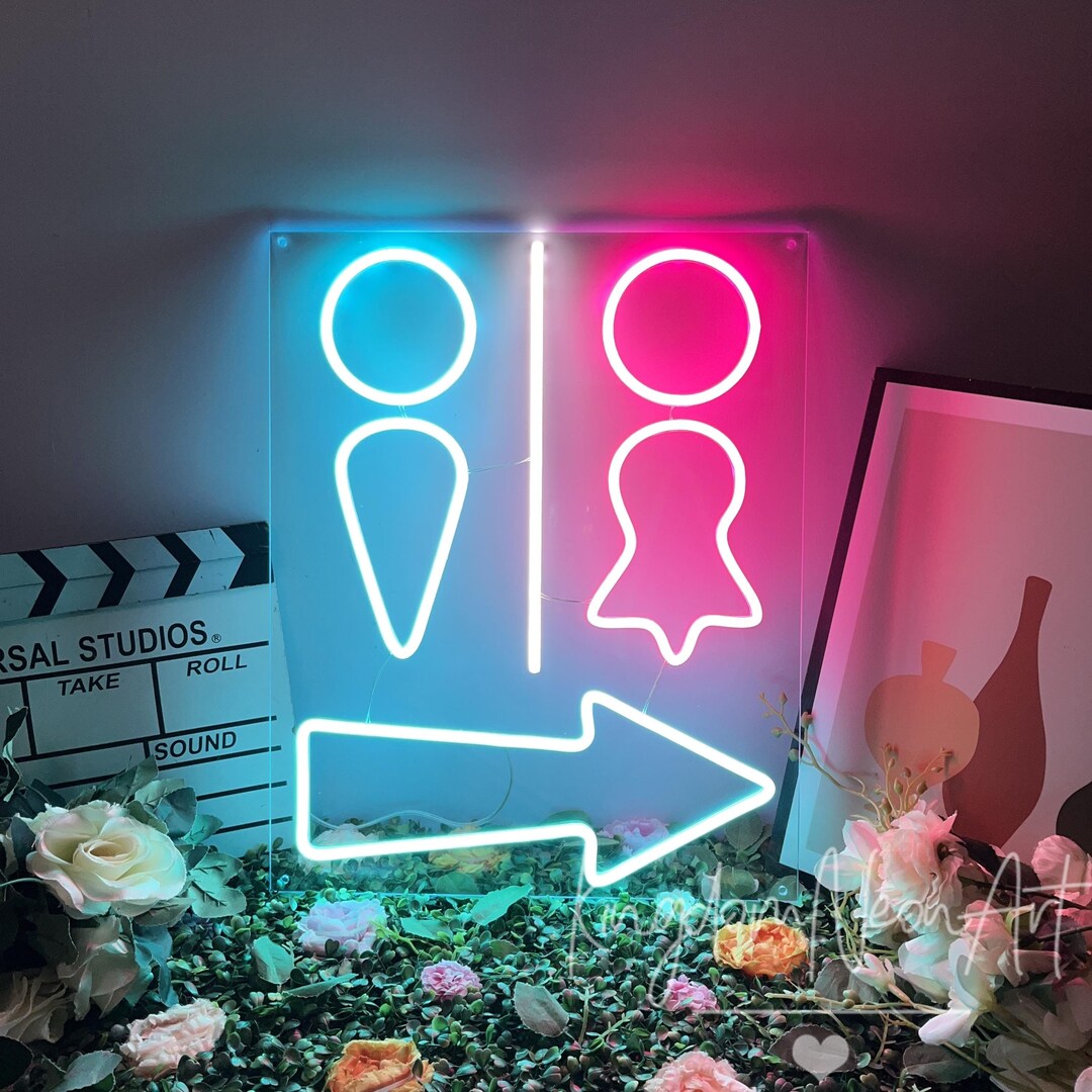 Man and Women Toilet Neon Sign Custom Neon Sign WC Restroom Symbol ...