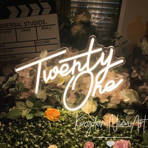 Twenty One Neon Sign Custom Neon Sign 21th Birthday Party Wall Decor ...