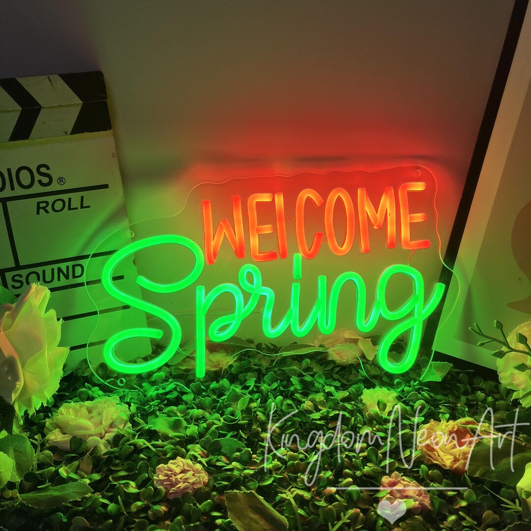 Welcome Spring Neon Sign Spring Custom Neon Sign Hello Spring Led Neon ...