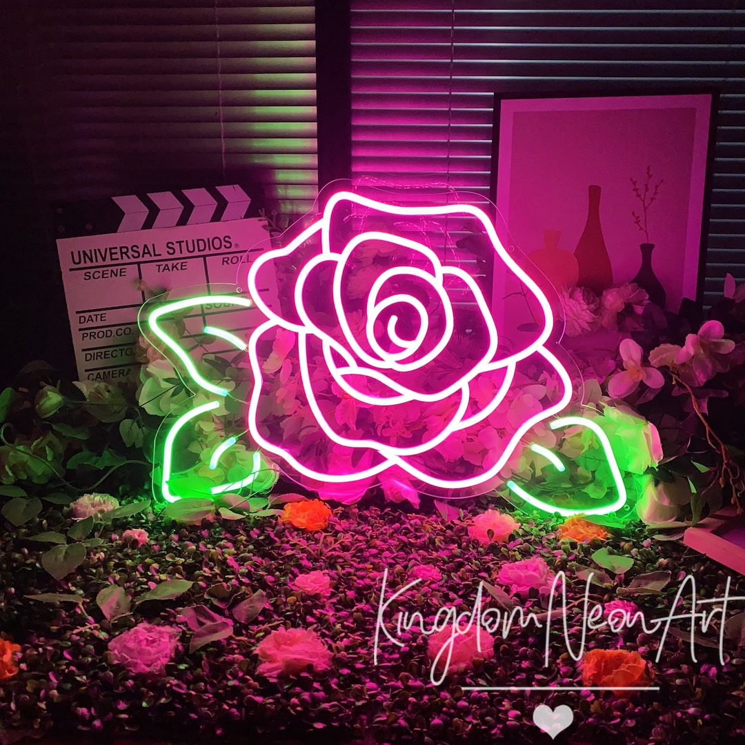 Rose Neon Sign Flower Neon Sign Custom Led Light Neon Sign for Bedroom ...