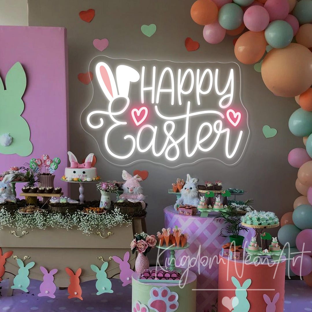 Happy Easter Neon Sign Custom Easter Neon Sign Easter Decor Home Party ...
