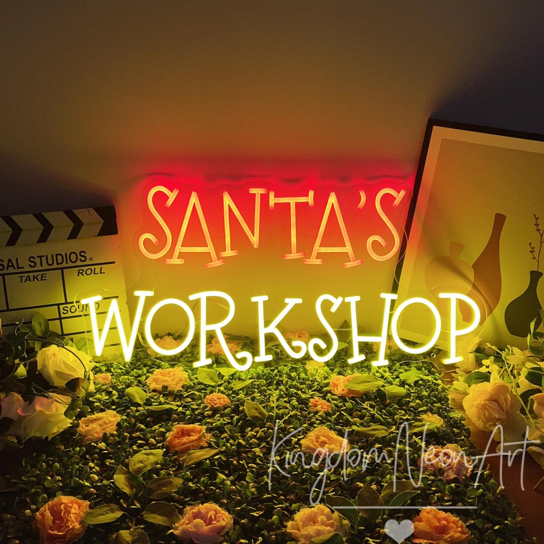 Santa's Workshop Neon Sign Custom Christmas Workshop Led Neon Light up ...