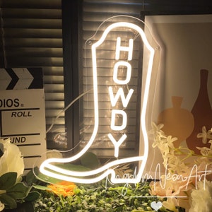 Howdy Boot Neon Sign Custom Western Cowboy Neon Sign Led Light Cowgirl ...
