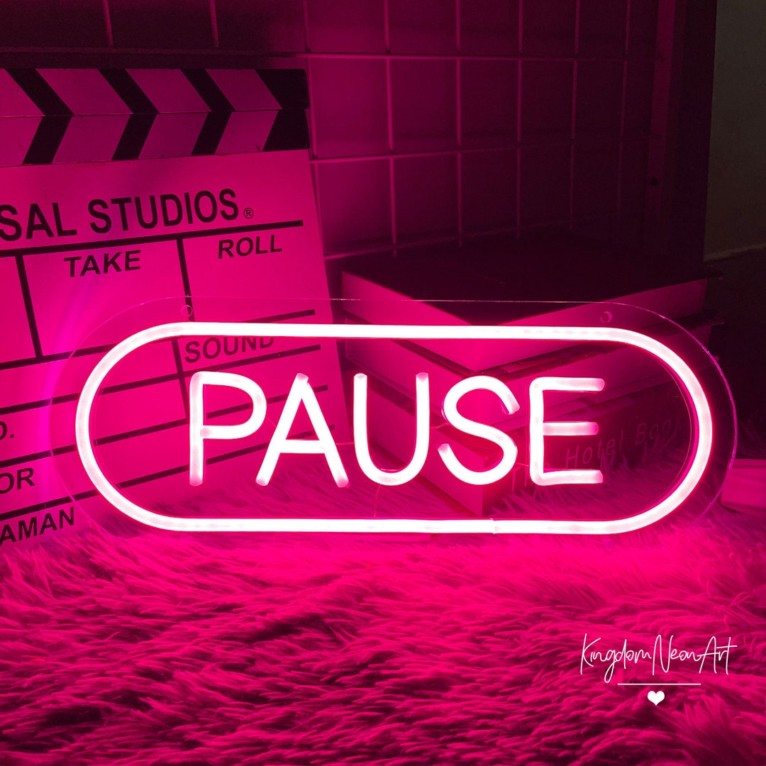 Pause Neon Sign, Bedroom Decor,neon Sign Anime, Led Sign for Bedroom ...