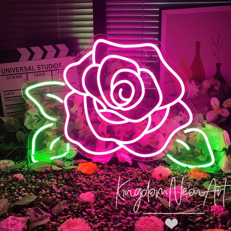Rose Neon Sign, LED Flower Light, Custom Wall Decor - Etsy