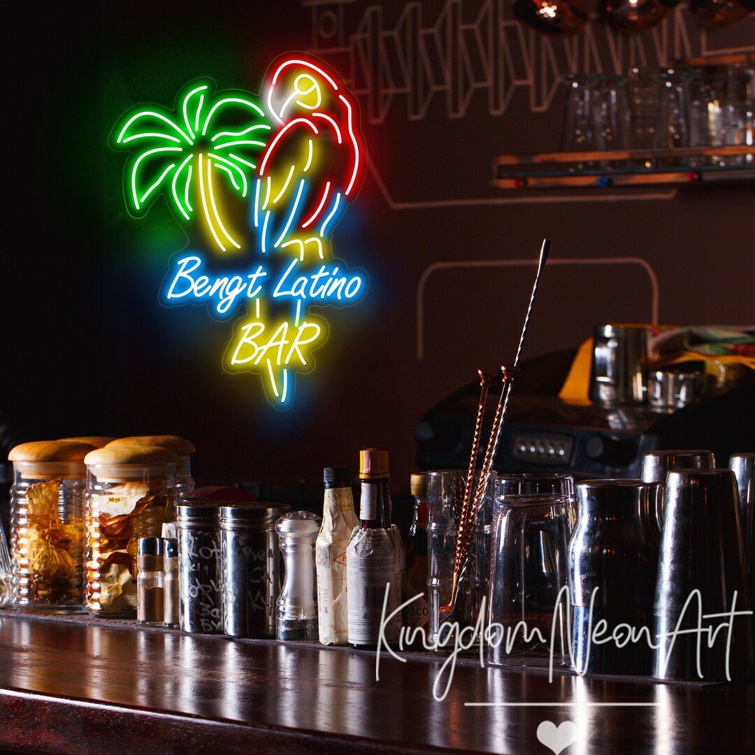 Custom Bar Neon Sign,parrot & Palm Tree Tiki Bar Decor,gifts for Him - Etsy