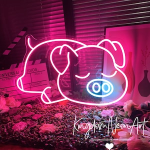Sleep Pig Neon Sign Custom Animal Neon Sign Led Light Bedroom Home Wall ...