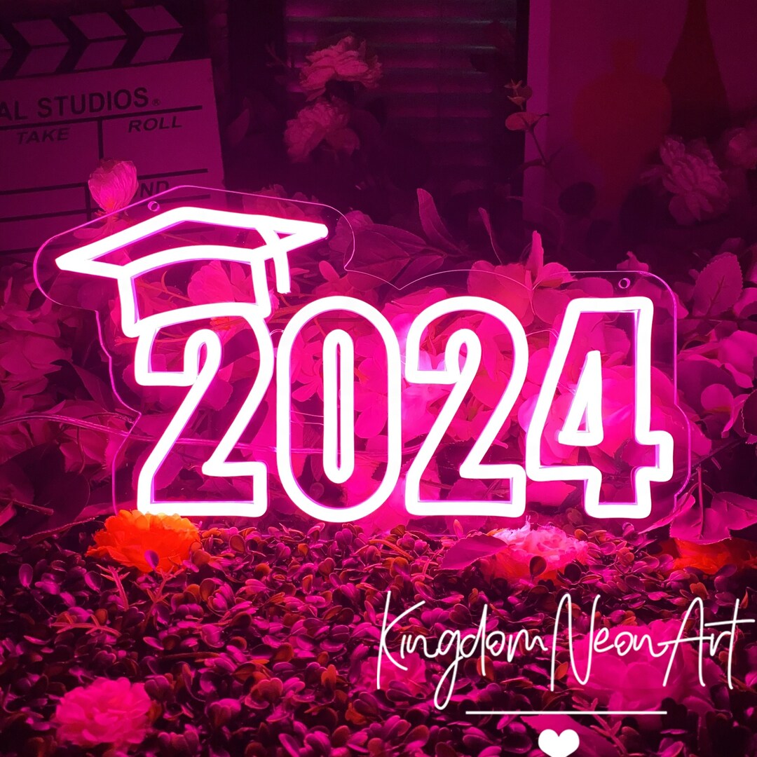 2024 Graduation Neon Sign Custom Neon Sign Grad Hat Neon Sign Congrats ...