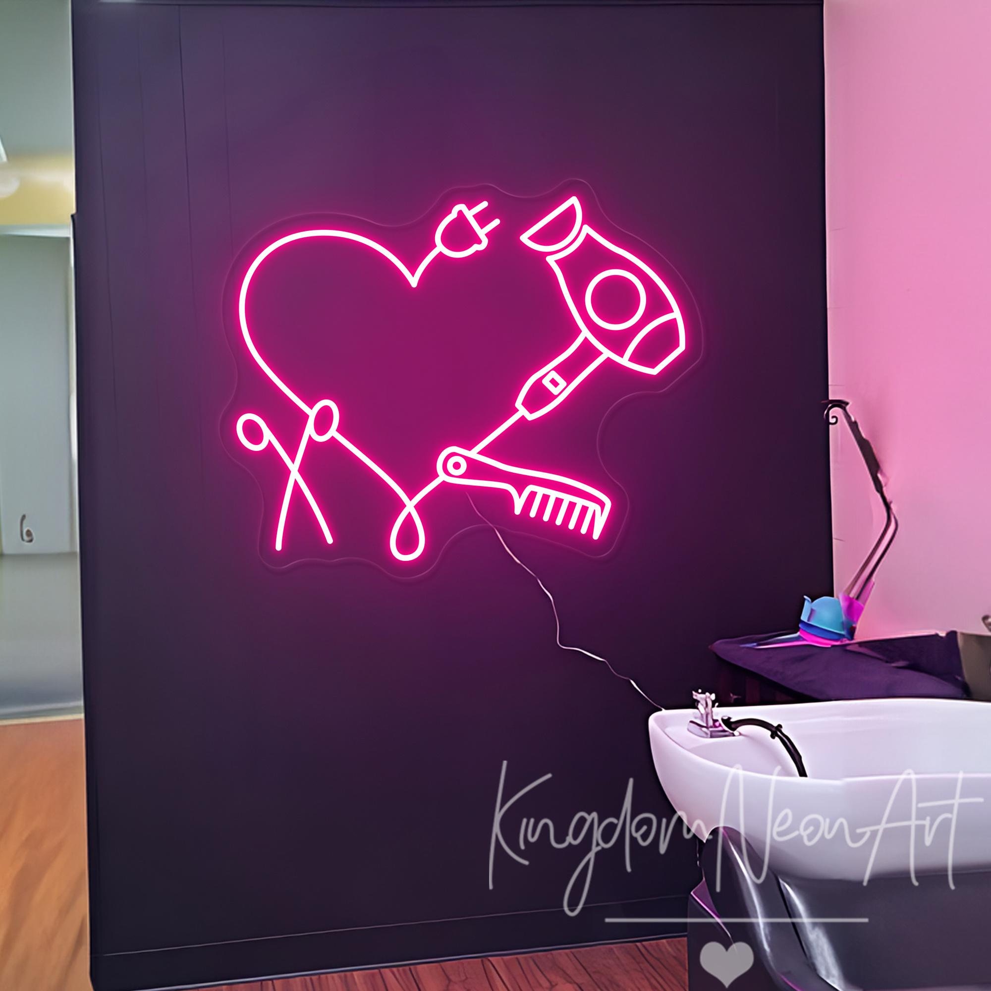 Hair Salon Heart Neon Sign, Hairdresser Wall Decor - Etsy