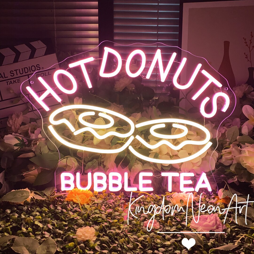 Hot Donuts Neon Sign Custom Neon Sign Bubble Tea Neon Sign Donuts Led ...
