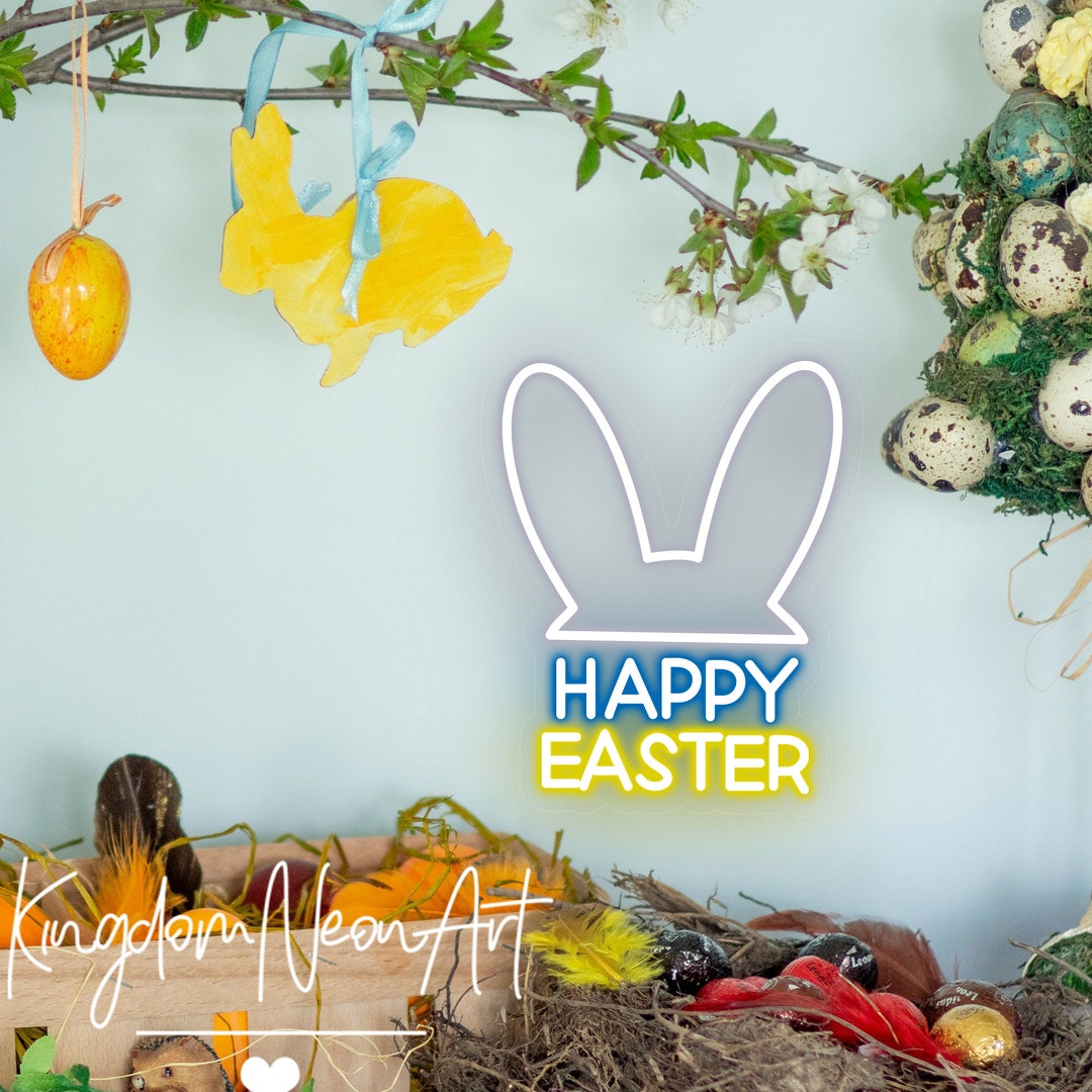 Happy Easter Neon Sign Easter Rabbit Neon Sign Custom Neon Sign Led ...