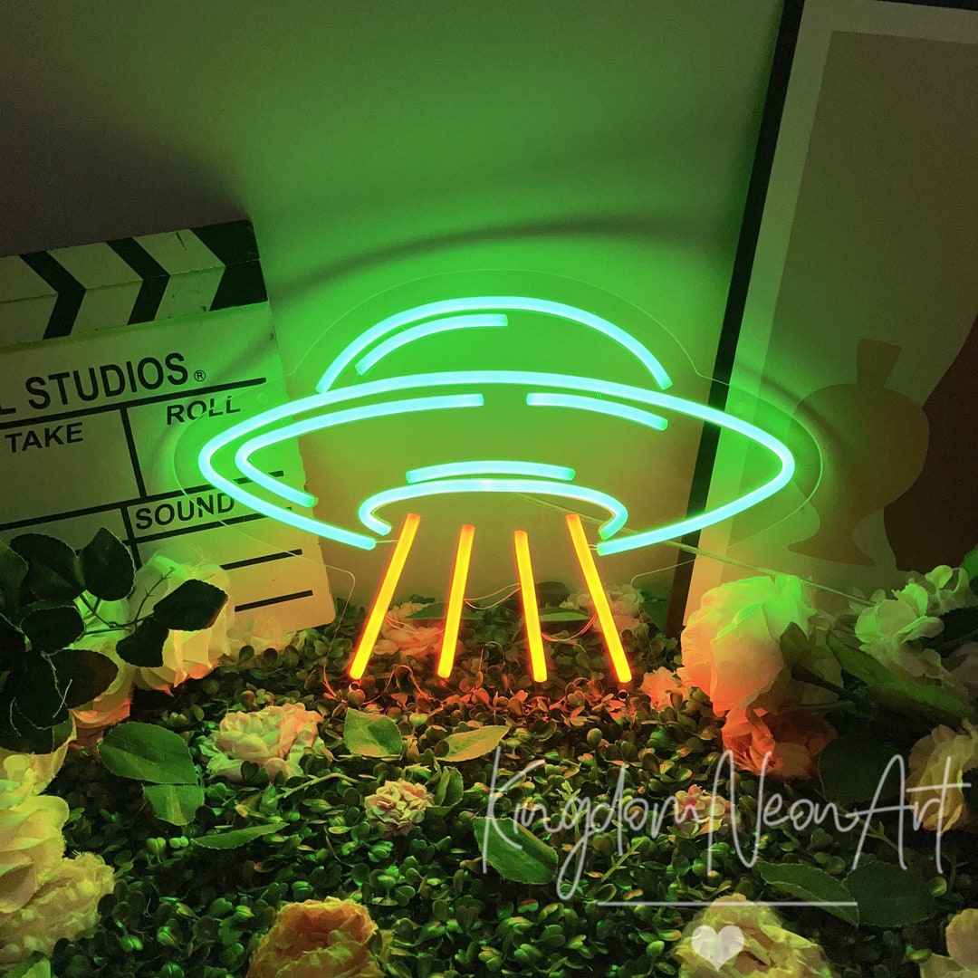 UFO Neon Sign Custom Neon Sign Flying Saucer Led Neon Light Bedroom ...