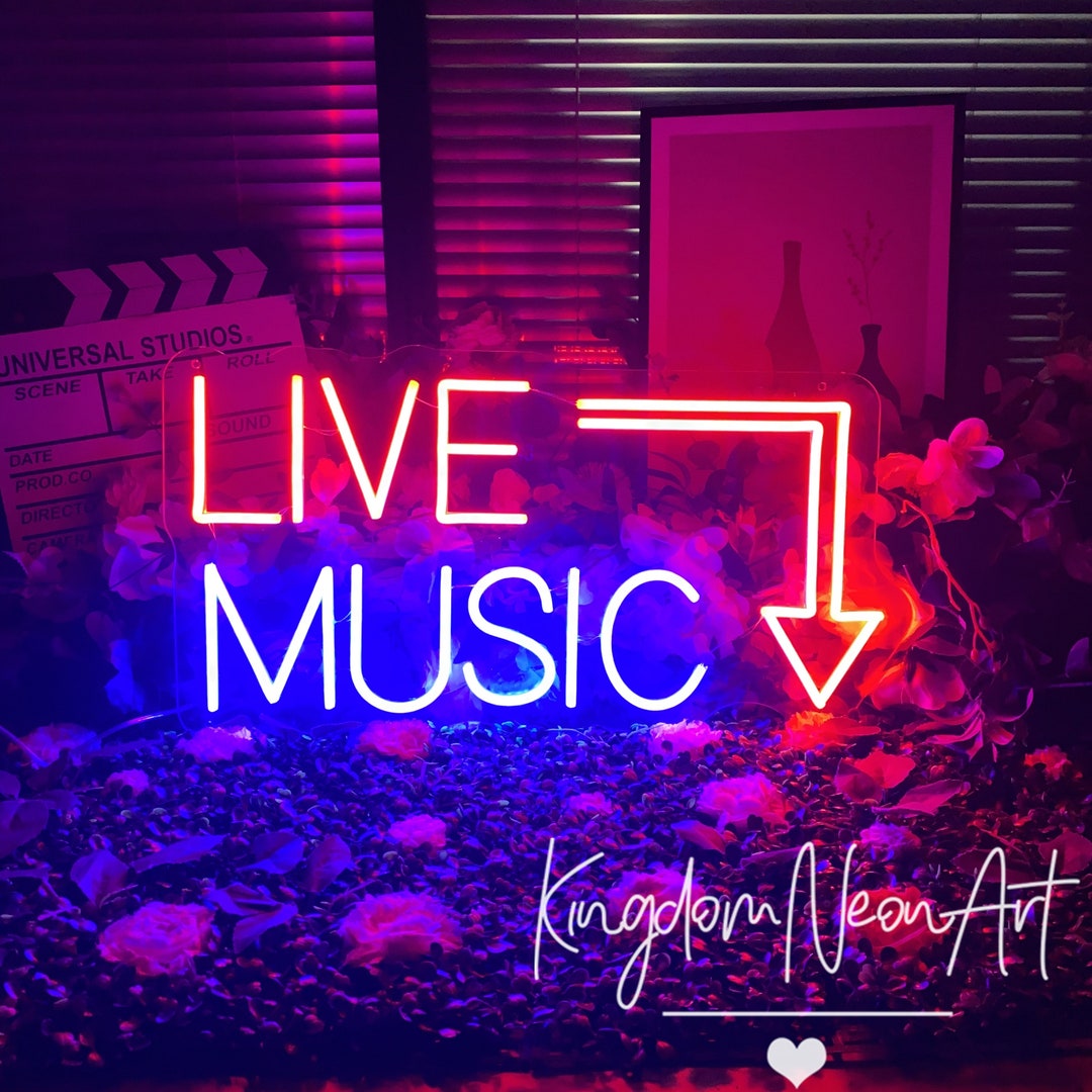 LIVE MUSIC Neon Sign Custom Neon Sign Led Light Live House Music Studio ...