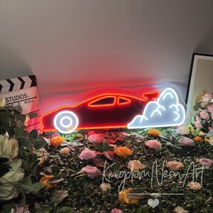 Race Car LED Neon Sign: Custom Garage Decor - Etsy