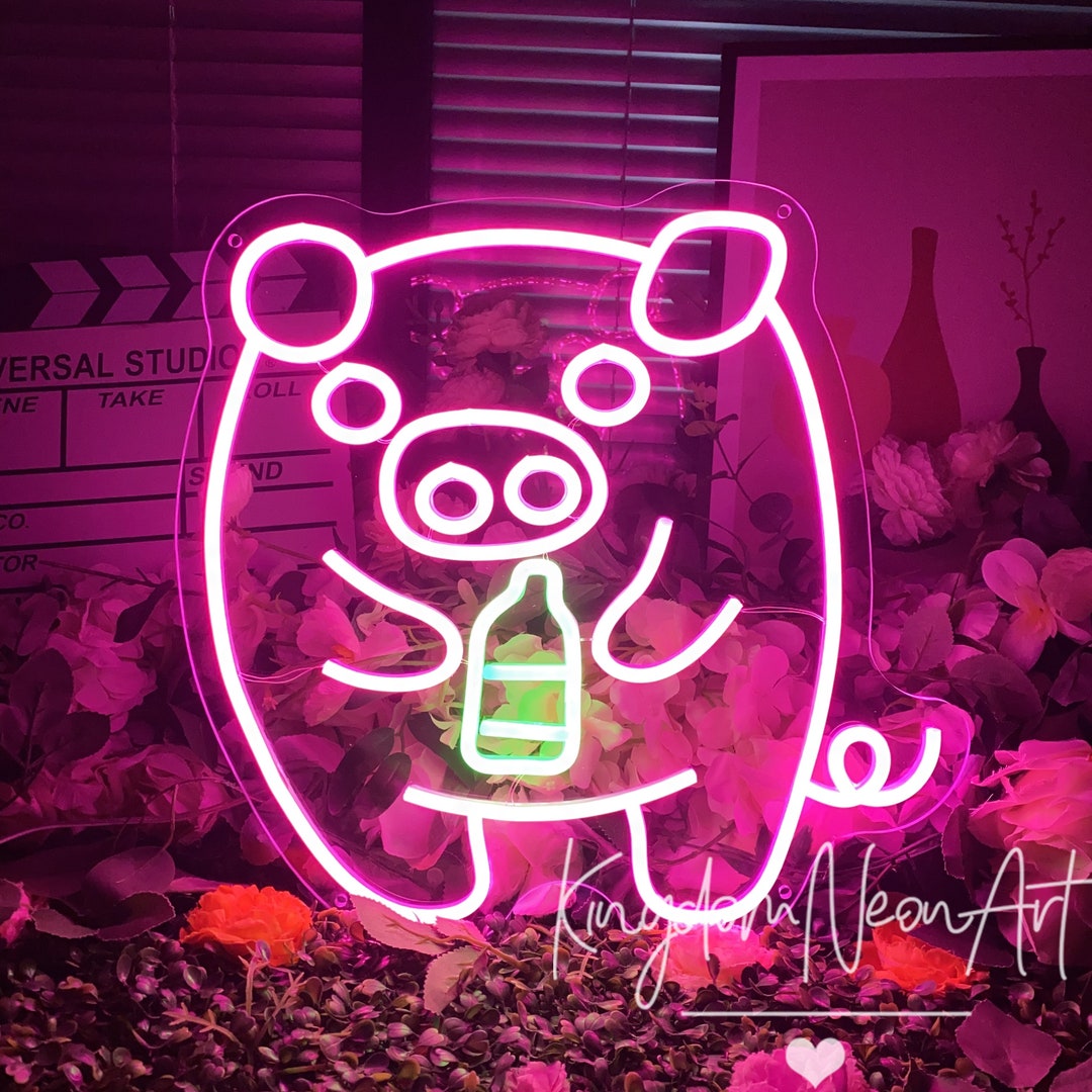 Pig Neon Sign Custom Animal Neon Sign Korean Soju Resturant Neon Sign ...