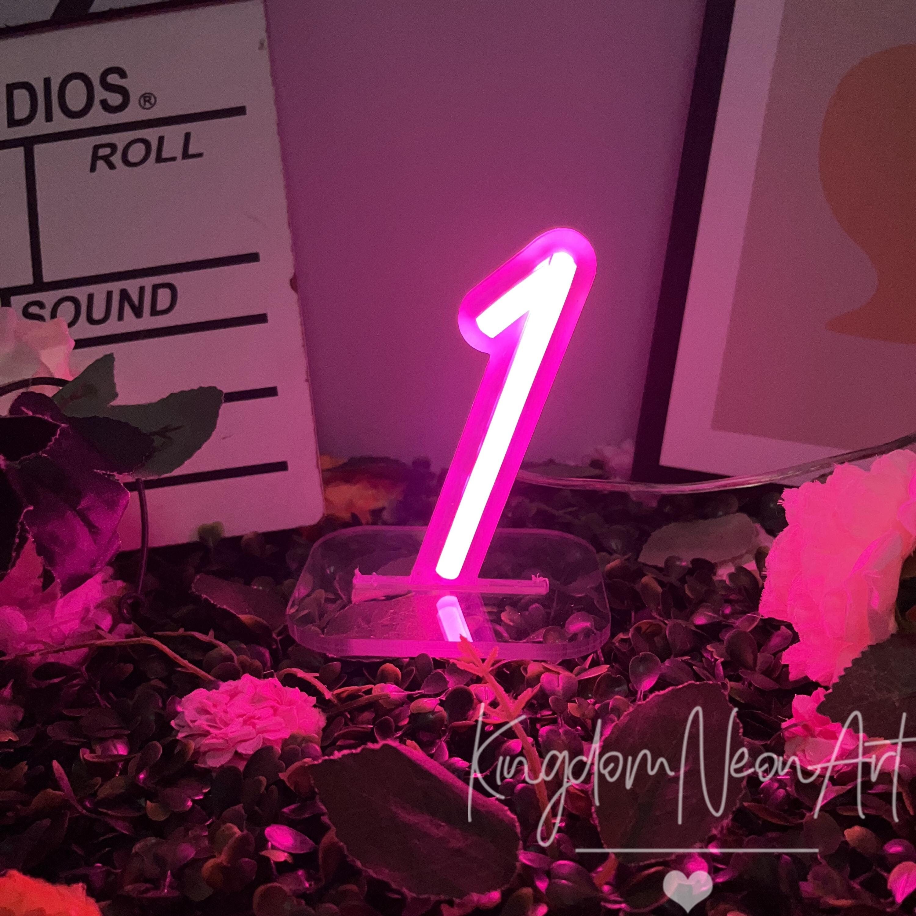 Custom Number Wedding Neon Sign, Personalized Desk Numbers Lamp ...